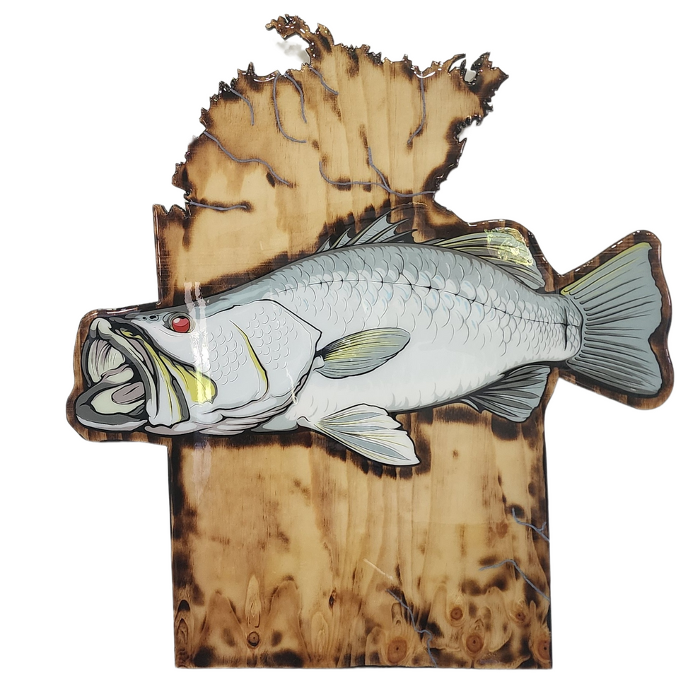 Barra on NT Print mount 70cm Natural Wood (left Facing) – Mampara ...